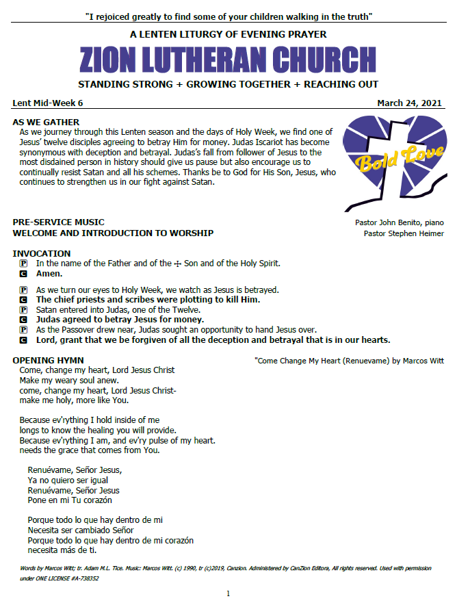 2021-03-24 Lent Bulletin Thumbnail - Zion Lutheran Church
